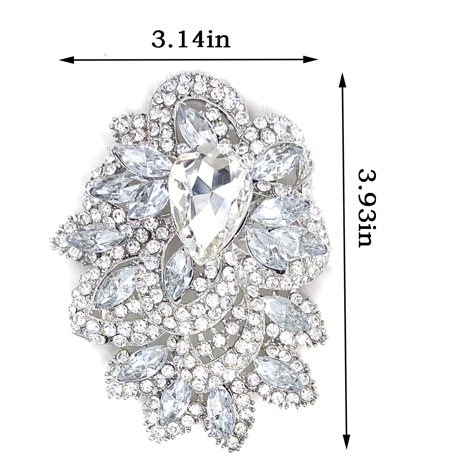 LAXPICOL Women's Vintage Blue Austrian Crystal Elegant Flower Teardrop Brooch Gold Tone (clear)