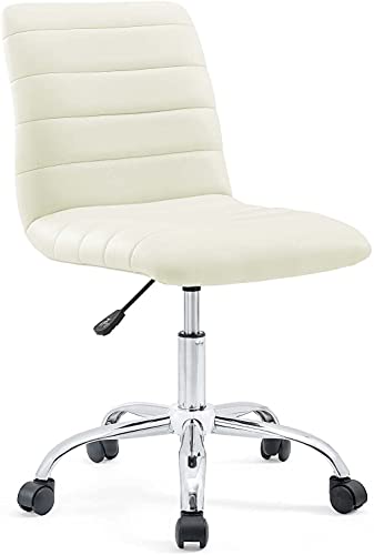 Modway Ripple Ribbed Armless Mid Back Swivel Conference Office Chair In White