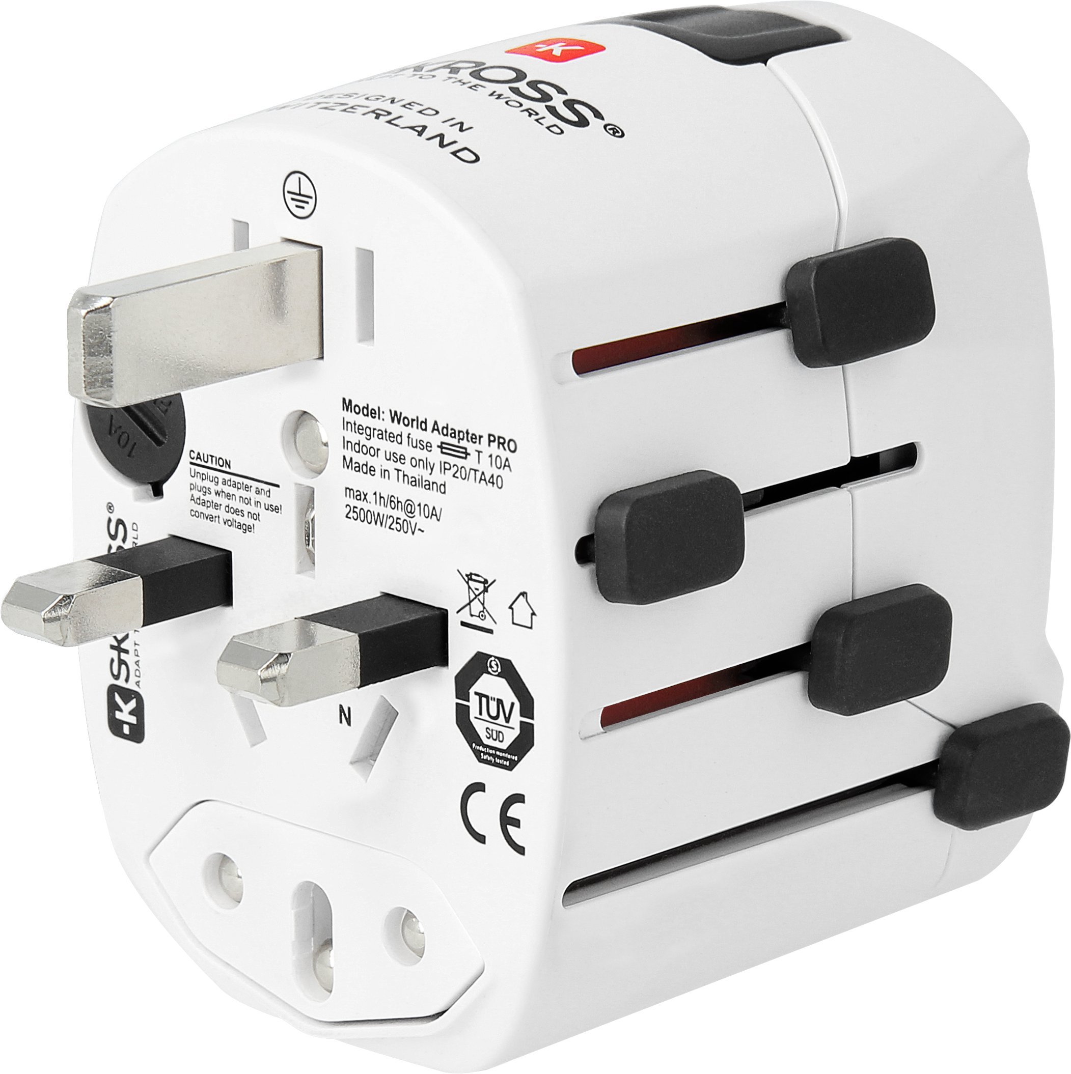 Skross PRO World Travel Adapter With Ground Plugs