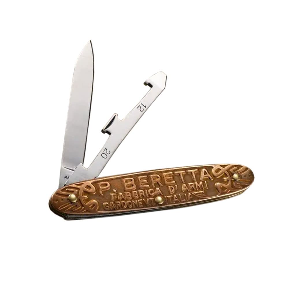 BERETTA PB Copper Sharp Hunting Folding Pocket Knife With 2.6" Blade & 12/20 Ga Cartridge Extractor Key