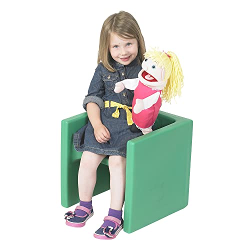 Children's Factory 3-in-1 Cube Chair for Kids, Flexible Seating Classroom Furniture, 1-Pack, Green