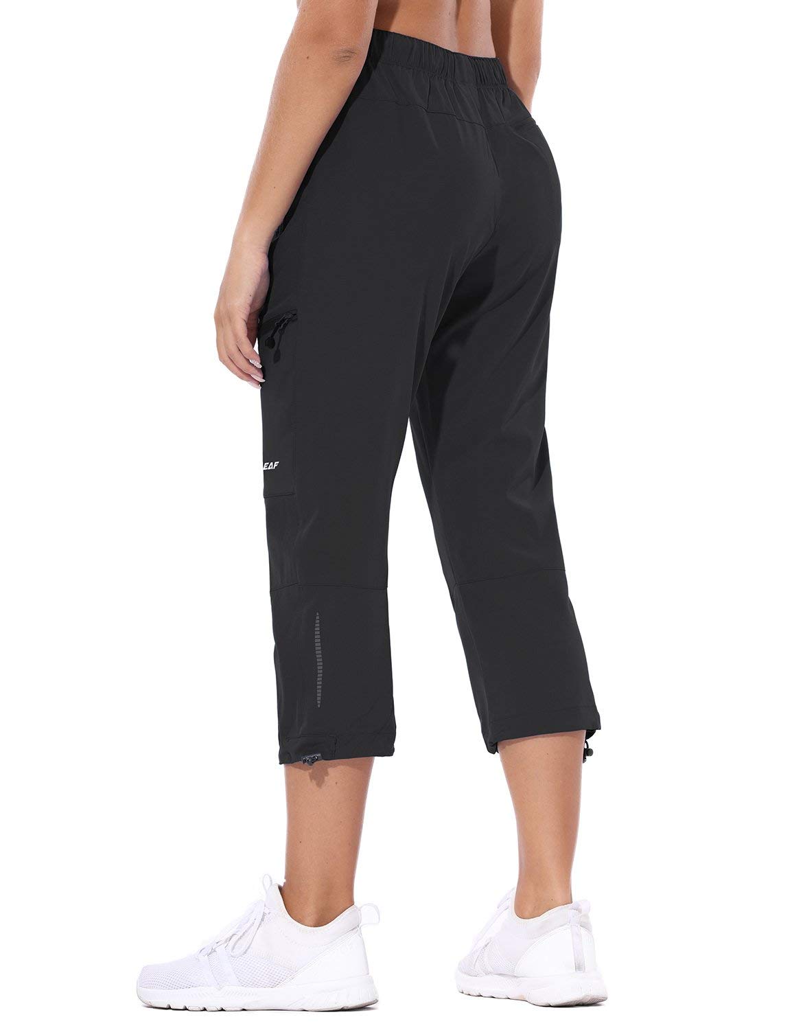 BALEAF Women's Hiking Cargo Capris Outdoor Lightweight Water Resistant Pants UPF 50 Zipper Pockets Black Size M