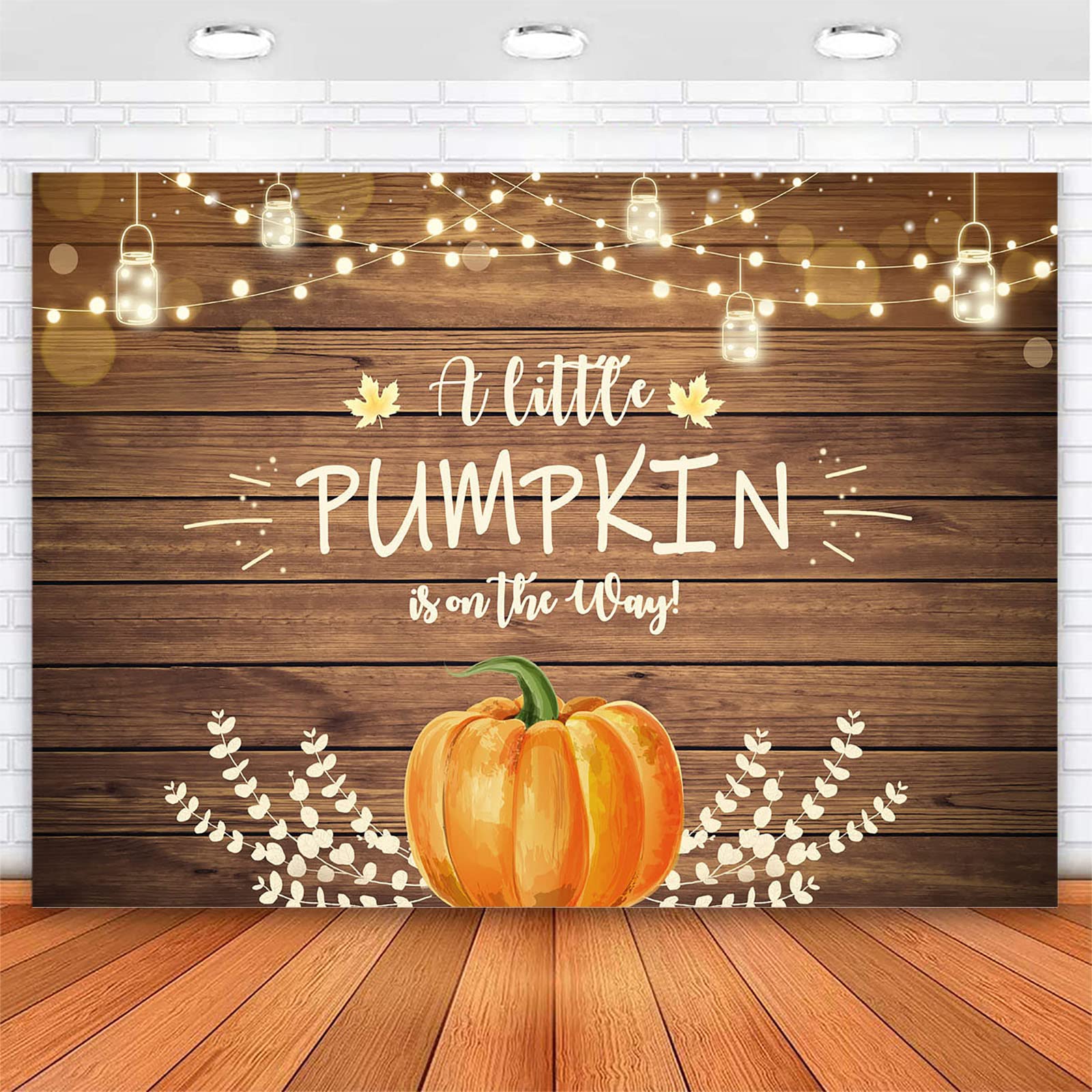 Avezano Little Pumpkin Baby Shower Backdrop Orange Pumpkin Patch Baby Shower Background Autumn Fall Rustic Boy Girl Sprinkle Baby Shower Backdrops Decorations 7x5ft