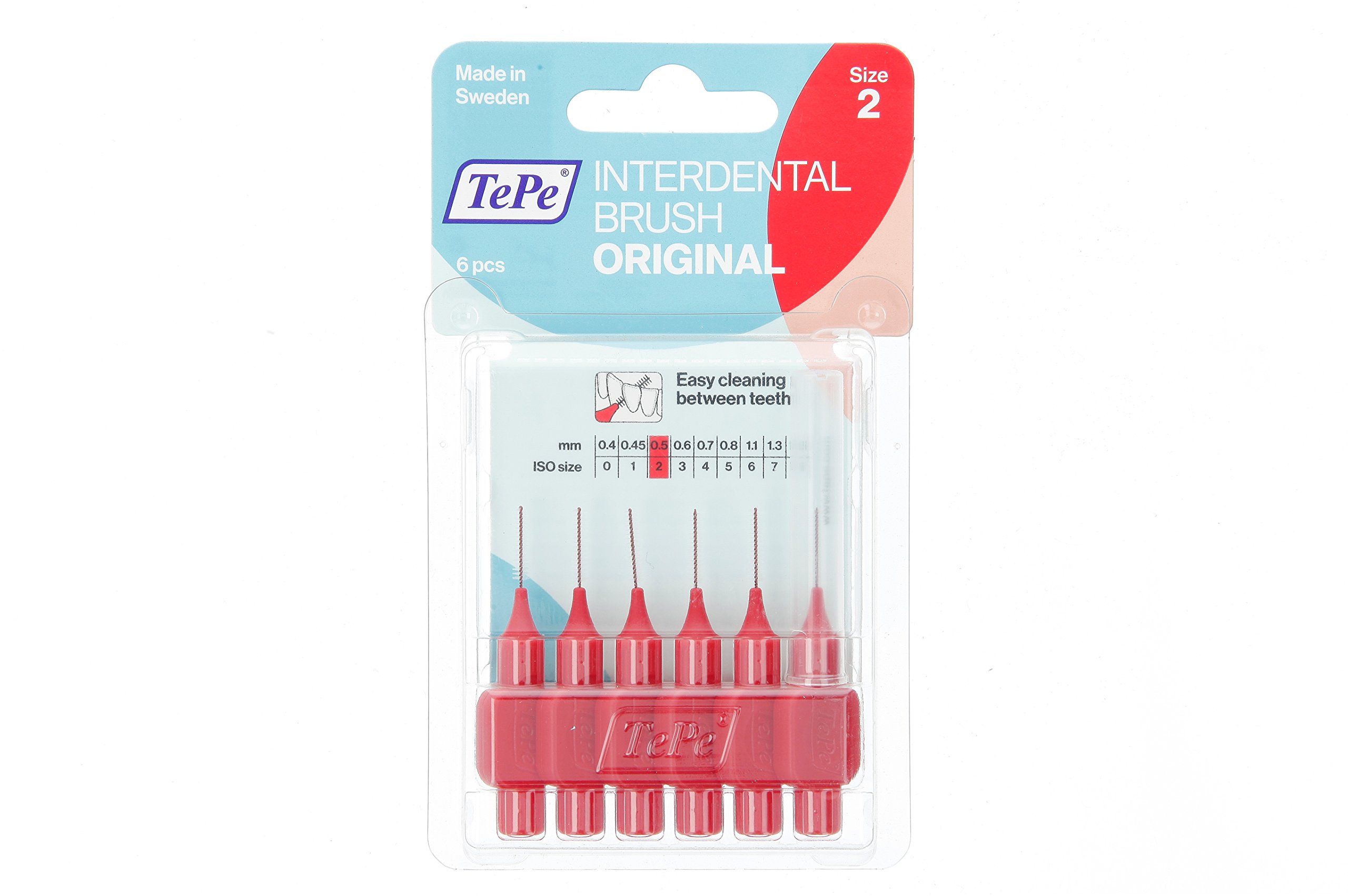 TePe Interdental Brush, 0.5 mm, Red, Blister Pack of 6