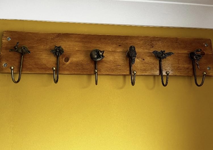 Knobs By Blossom Vintage Antique Brass Iron Wall Hooks Tie Backs Bronze Handmade Metal Animal Hook (18. Owl), TFVSAH