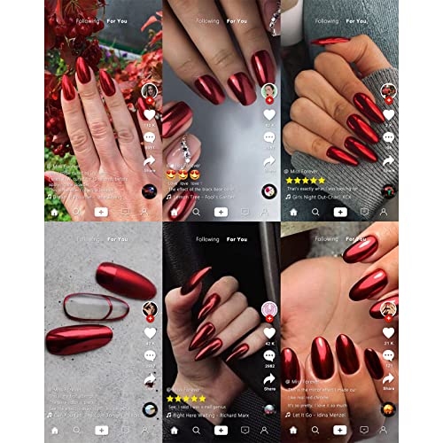 Red Chrome Nail Powder Mirror Effect Rose Gold Glitter for Metallic Nails Design Magic Pigment