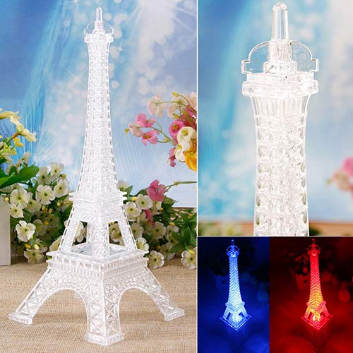 Baost LED Light Up Eiffel Tower Lamp Light Colorful Night Light Birthday Gift Decorative Button Lamp Creative Kids Bedside Lamp Cake Topper Random