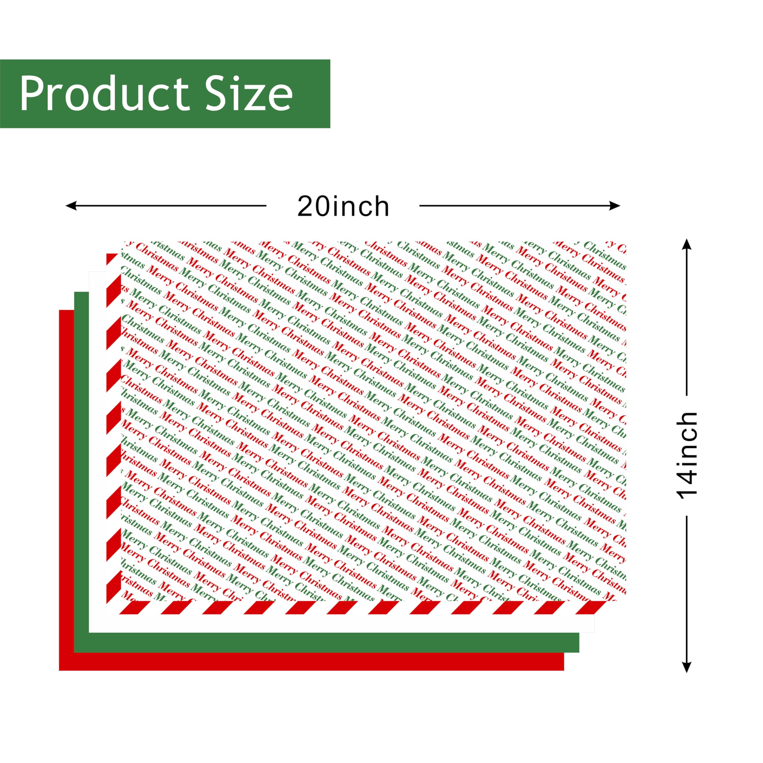Bobobag 150 Sheets 20"X14" Christmas Tissue Paper for Gift Bags Party Decoration, Red, Green, White, Red Diagonal, Christmas Tree, Merry Christmas Wrapping Paper