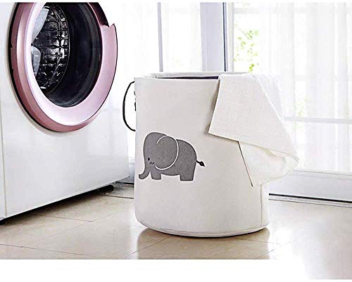 Storage Baskets,Cotton Foldable Round Home Organizer Bin for Baby Nursery,Toys,Laundry,Baby Clothing,Gift Baskets(Elephant)