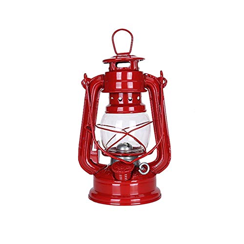 GAOZ Outdoor Lights Retro Outdoor Camping Kerosene Lamp Oil Light Lantern Mediterranean Style Decor Multifunction Iron Structure for Home,Garden,Yard,Decorations (Color : Red)