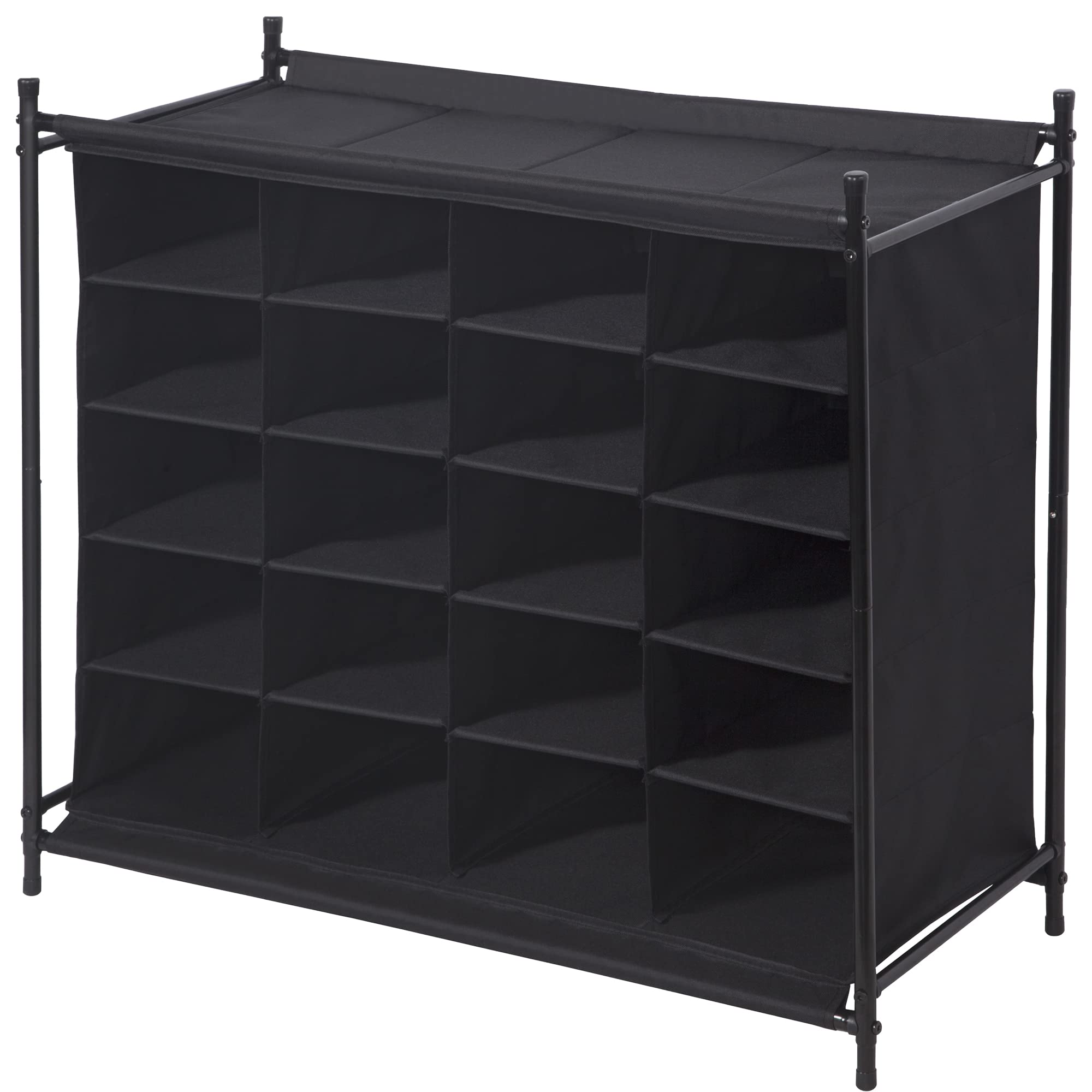 STO STO Shoe Rack Organizer, 5-Tier 20 Pairs Free Standing Stackable Shoe Rack Cubby for Entryway, Closet and Hallway, Black