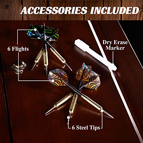 Barrington Billiards Chatham Wood Dartboard Cabinet With 18β Bristle Dartboard and Steel Tip Dart Set
