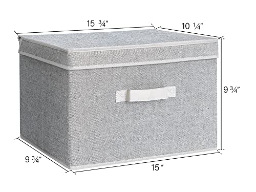 StorageWorks Decorative Storage Boxes, Storage Basket With Lid And Handles, Gray, Large, 2-Pack, 15 ¾" L x 10 ¼" W x 9 ¾" H