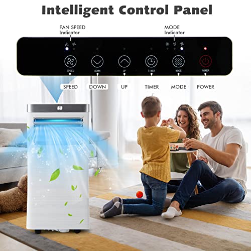 GOFLAME Portable Air Conditioner 10000BTU, 3-IN-1 Air Cooler & Dehumidifier with Remote Control, Sleep Mode, 2 Wind Speeds and 24H Timer Function, Air Cooling Fan with Window Kit for Home Office, White