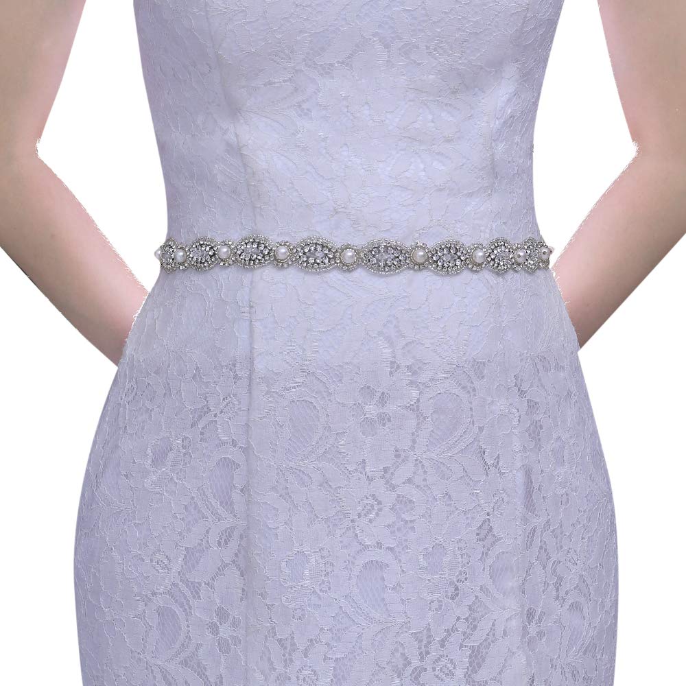 azaleas Bridal Belt with Rhinestones Wedding Dress Belt Pearl Headband Bride Bridesmaids Sash(S435)