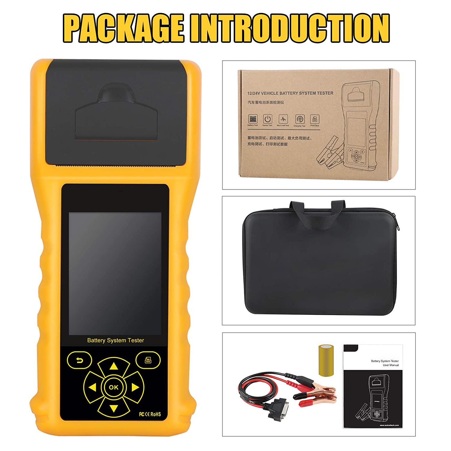 BELEY 12V/24V 30-1700 CCA Auto Battery Load Tester, Cranking and Charging System Diagnostic Tool with Built-in Thermal Printer for All Cars11