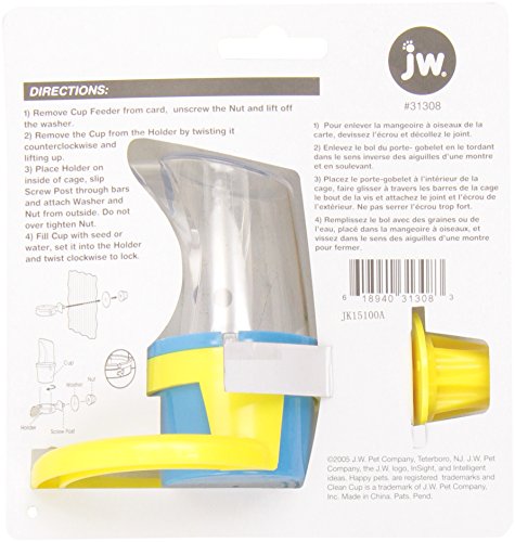 JW Pet Company Bird Cage Clean Cup Feeder & Waterer – Small Bird Feeder Easily Attaches to Cage for Parakeets, Canaries or Similar Small Birds