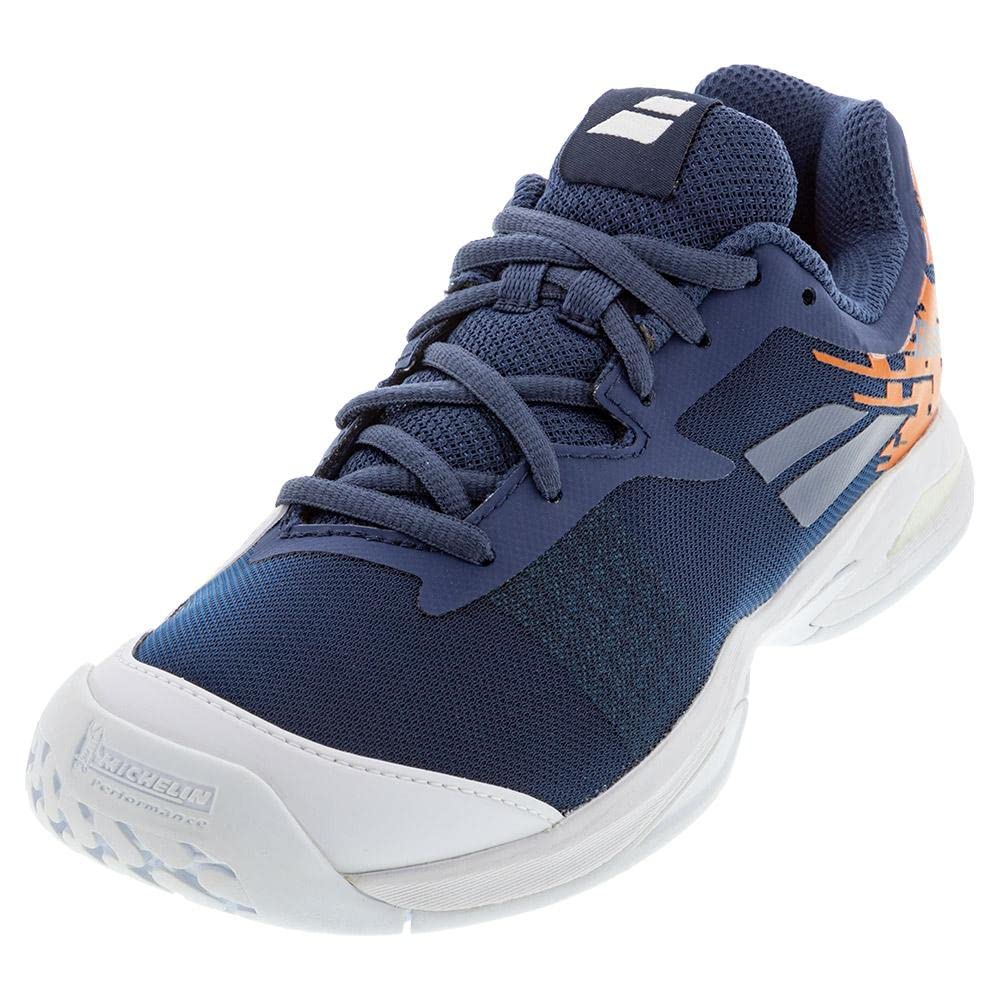 Babolat Junior Jet All Court Tennis Shoes (White/Pureed Pumpkin, Numeric_1_Point_5)