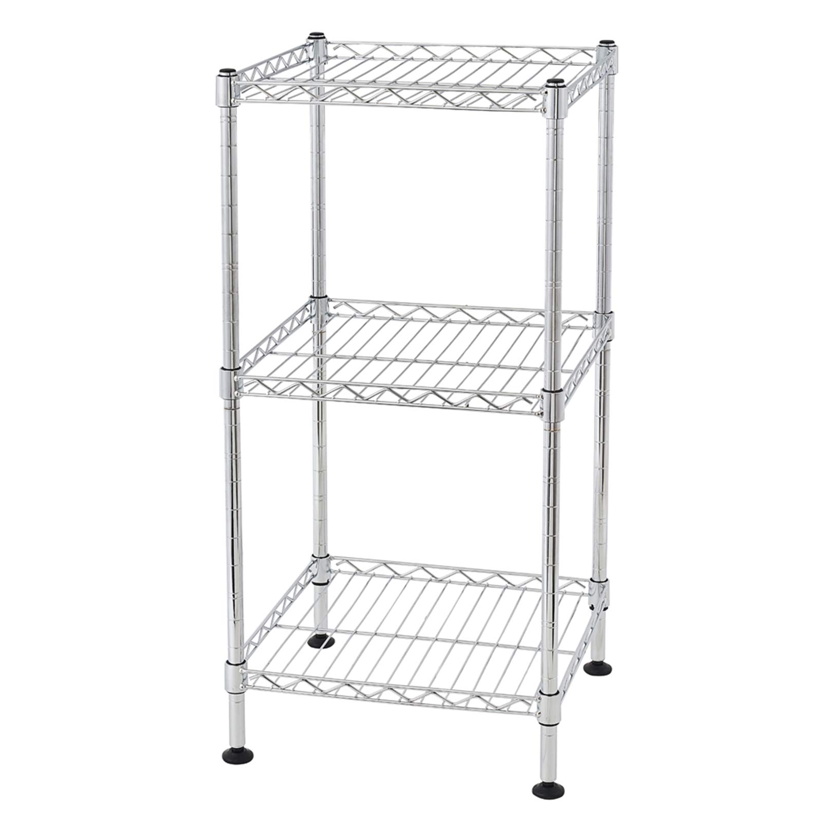 Metal Storage Rack,3-Tier Steel Wire Shelving Tower,Metal Storage Shelf Unit for Laundry Bathroom Kitchen Pantry Closet, Silver