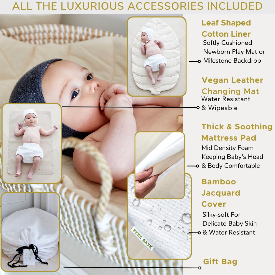 BEBE BASK Premium Nursery Bundle - Matching Baby Changing Basket & Baby Diaper Caddy Organizer - Handmade & Organic