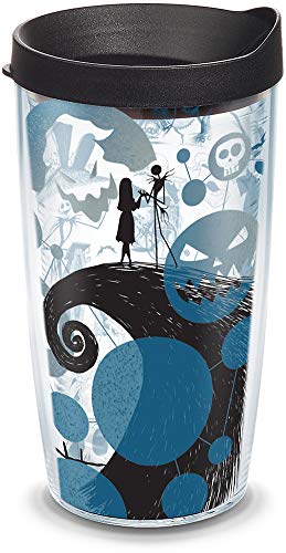 Tervis Disney - Nightmare Before Christmas 25th Anniversary Insulated Tumbler with Wrap and Black Lid, 16oz, Clear
