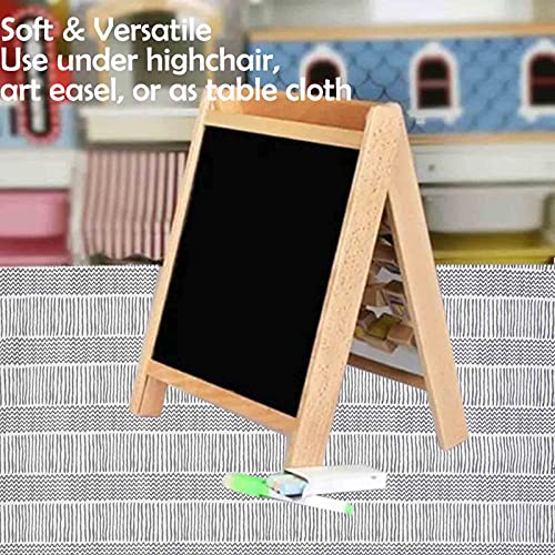 Splat Mat for Under High Chair/Arts/Crafts, Triluby 51" Waterproof Non Slip Food Splash Mat for Eating Mess, Washable Weaning Mat Reusable Spill Floor Protector (Stripe)