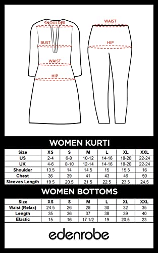 edenrobe Women's Pakistani Indian Kurti Pret - Stitched Ladies Kurta/Tunic Top 217351 Dark Mustard