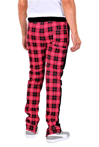 BKYS Men's Sweetdream Plaid Track Pants XL Red