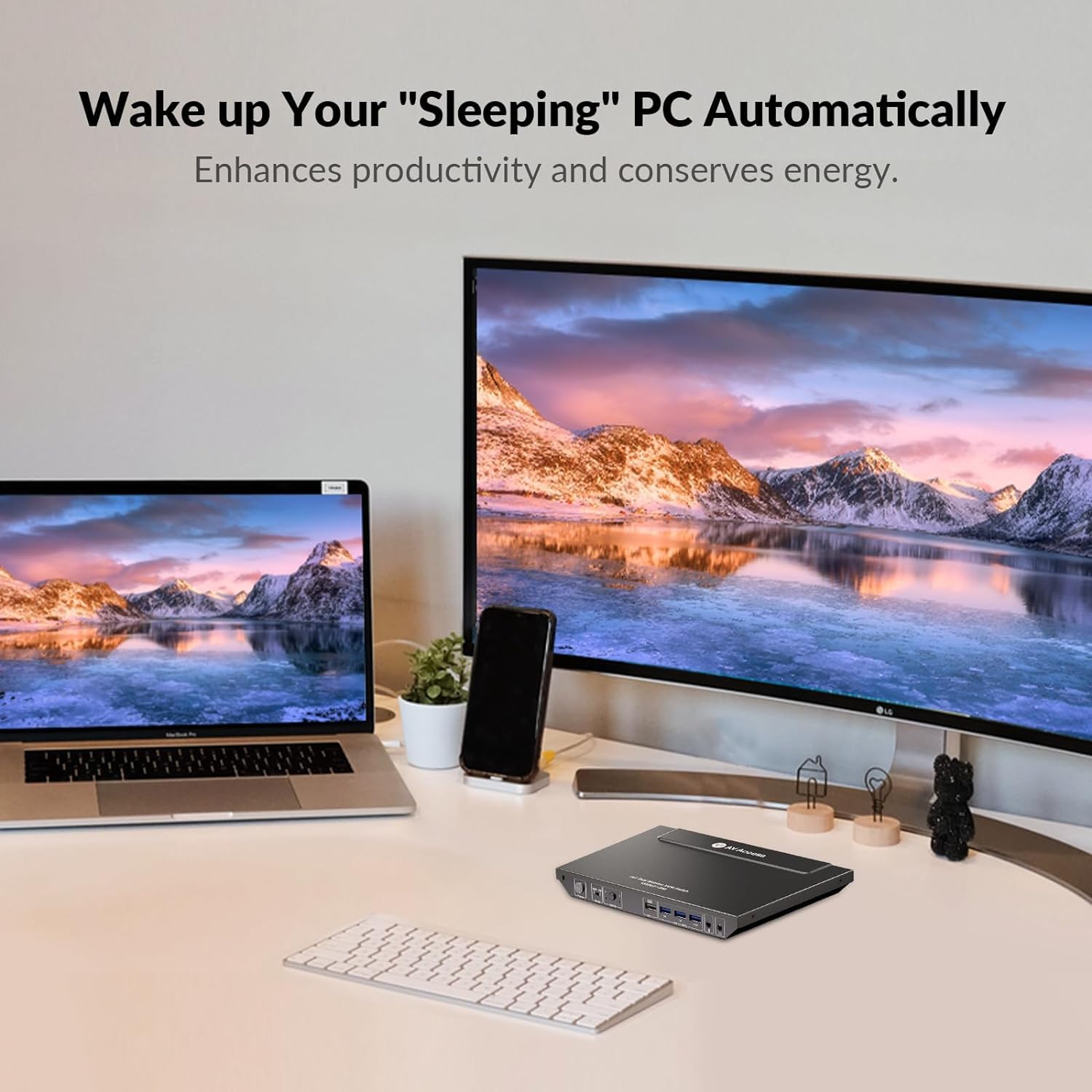 AV Access KVM Switch 2 Monitors 2 Computers, with USB 3.0 Hub – Control 2 PCs in Dual Monitors 4K@60Hz in Extended or Mirror Mode, HDMI Input, Fast Switching via Front Button or Keyboard Hotkey