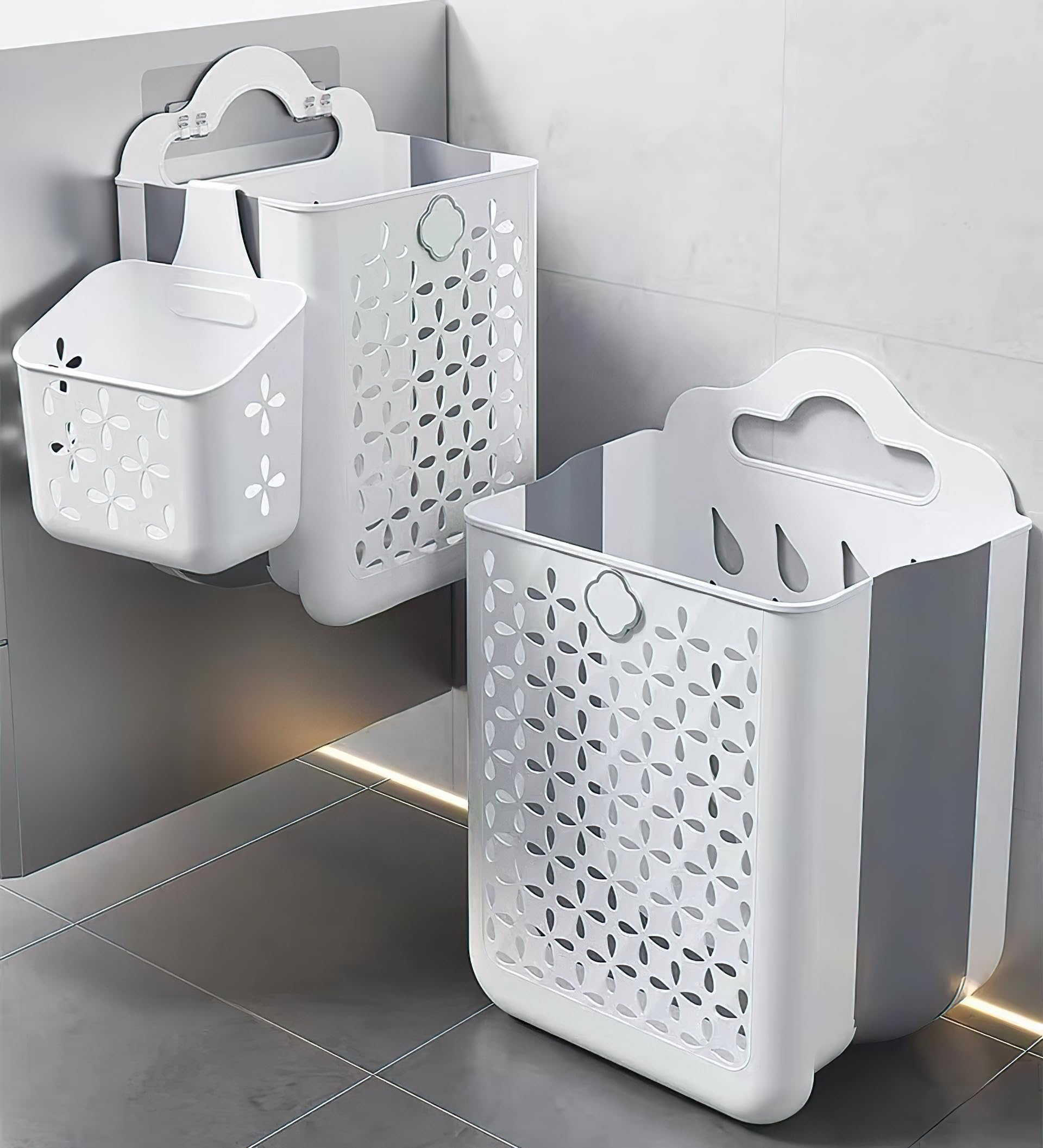 Collapsible Laundry Hamper 3 Packs Laundry Basket Portable Dirty Clothes Basket Space Saving Foldable Storage Multi-function Container