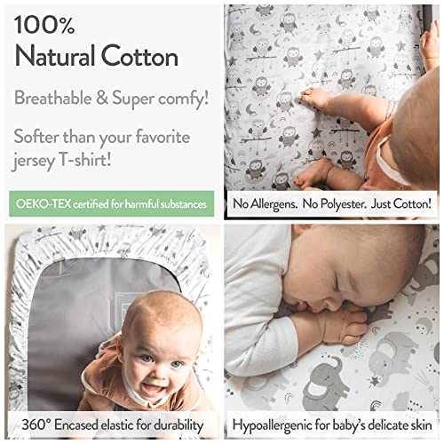 Mini Portable Crib Sheets Fitted for 24 x 38 Inch Mattress – Compatible with Dream on Me, Delta Porta Crib and Arms Reach Ideal Cosleeper – 2 Pack