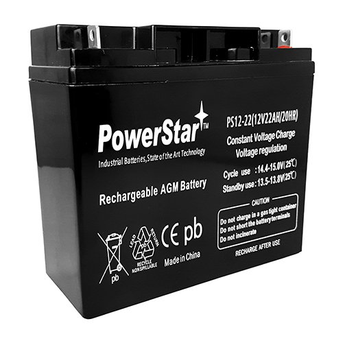 PowerStar-12V 22AH SLA Battery replaces lcx1220p hr2212 np18-12b ps-12180 bp17-12 - 2PK