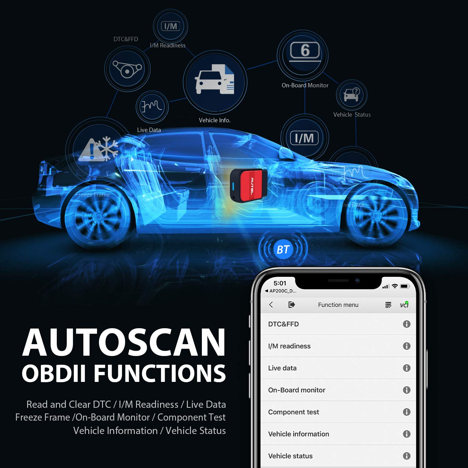Autel AP200C MaxiAP 2022 Newest OBD2 Scanner with ABS Auto Bleed, Airbag Reset, Oil, Throttle, DPF, EPB, SAS, BMS Services in-App Purchase, ABS/SRS Diagnosis, for iOS & Android, Specific Vehicles