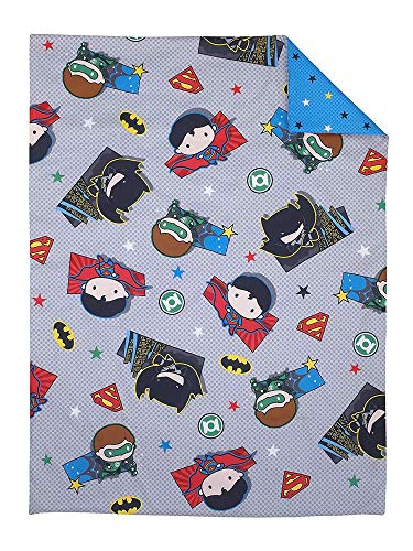 Warner Brothers Justice League 4 Piece Toddler Bedding Set, Grey/Blue/Red/Black