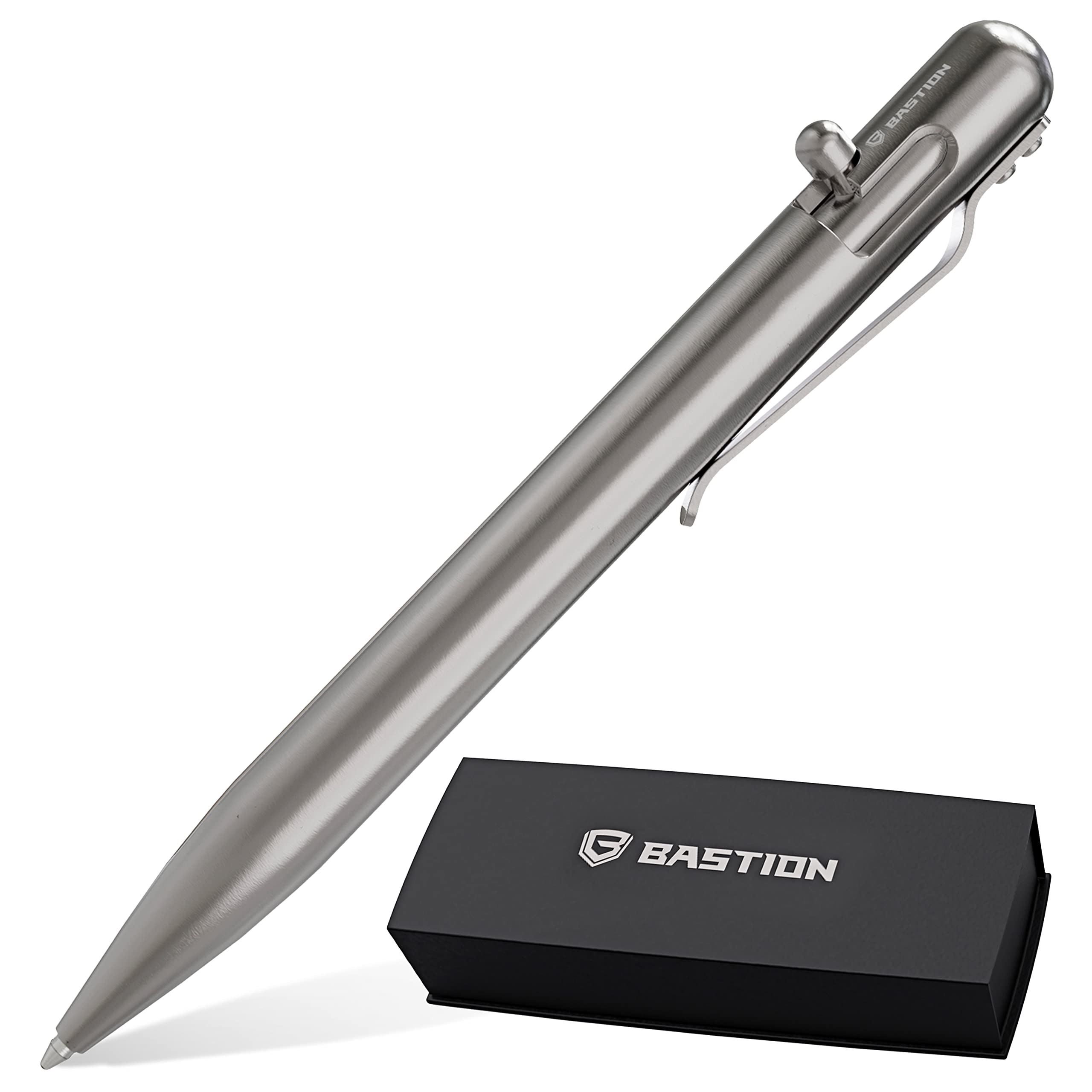 BASTIONĀ® Luxury Bolt Action Pen, Durable Professional Ballpoint Pen with Fine Tip, EDC Pen Ink Refillable Pen - 100% Titanium