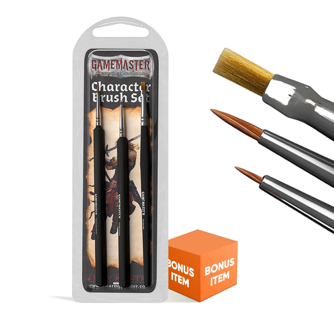 The Army Painter Gamemaster Miniature Paint Brushes - Model Paint Brushes for Miniature Painting - Acrylic Paint Brush Set with Bonus Item for Miniature Detailing