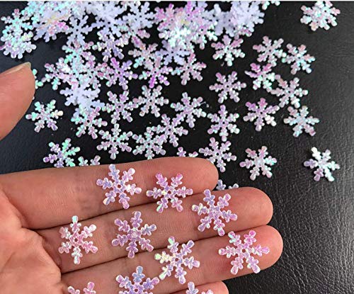 DIYASY 800 Pieces Christmas Snowflake Confetti, Glitter Sliver Sequins for Xmas Party Table Decorations 3 Size