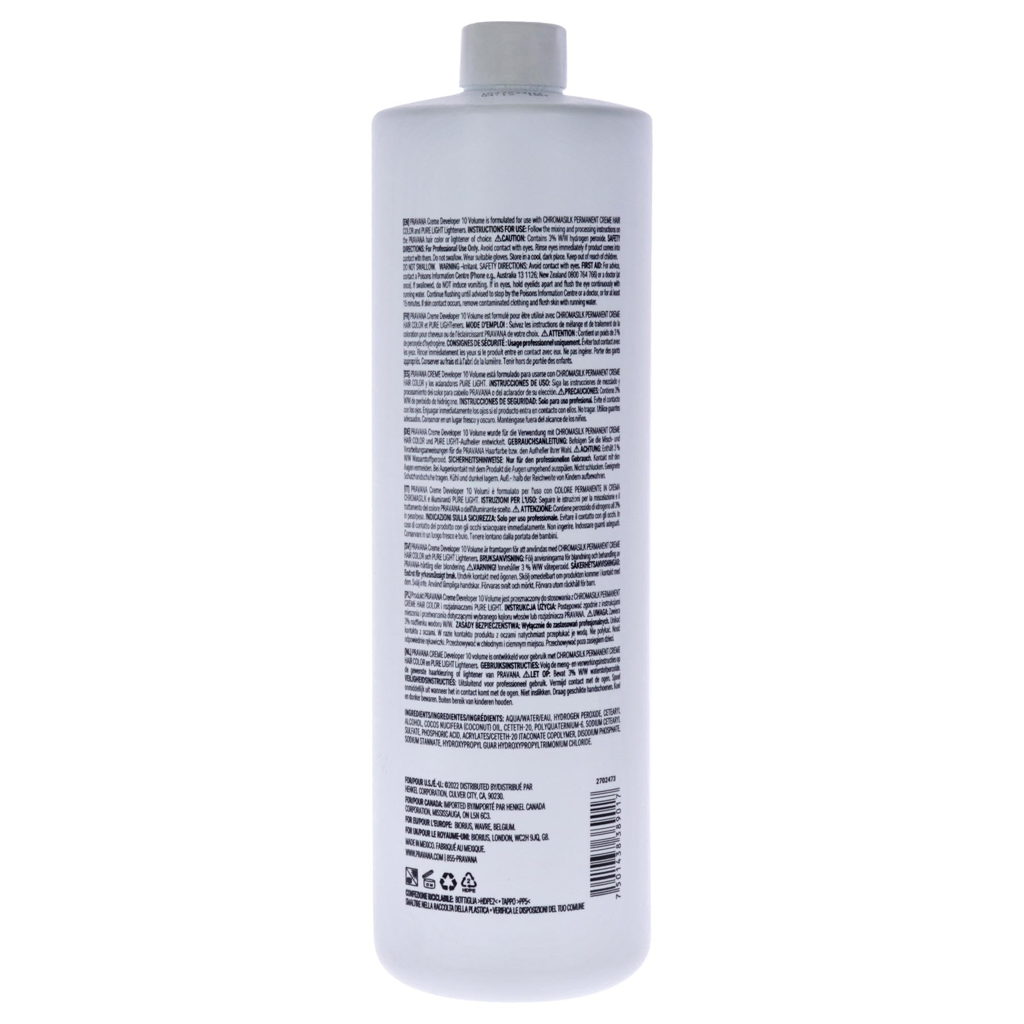 Pravana Creme Developer 10 Volume Unisex Treatment 33.8 oz I0105077