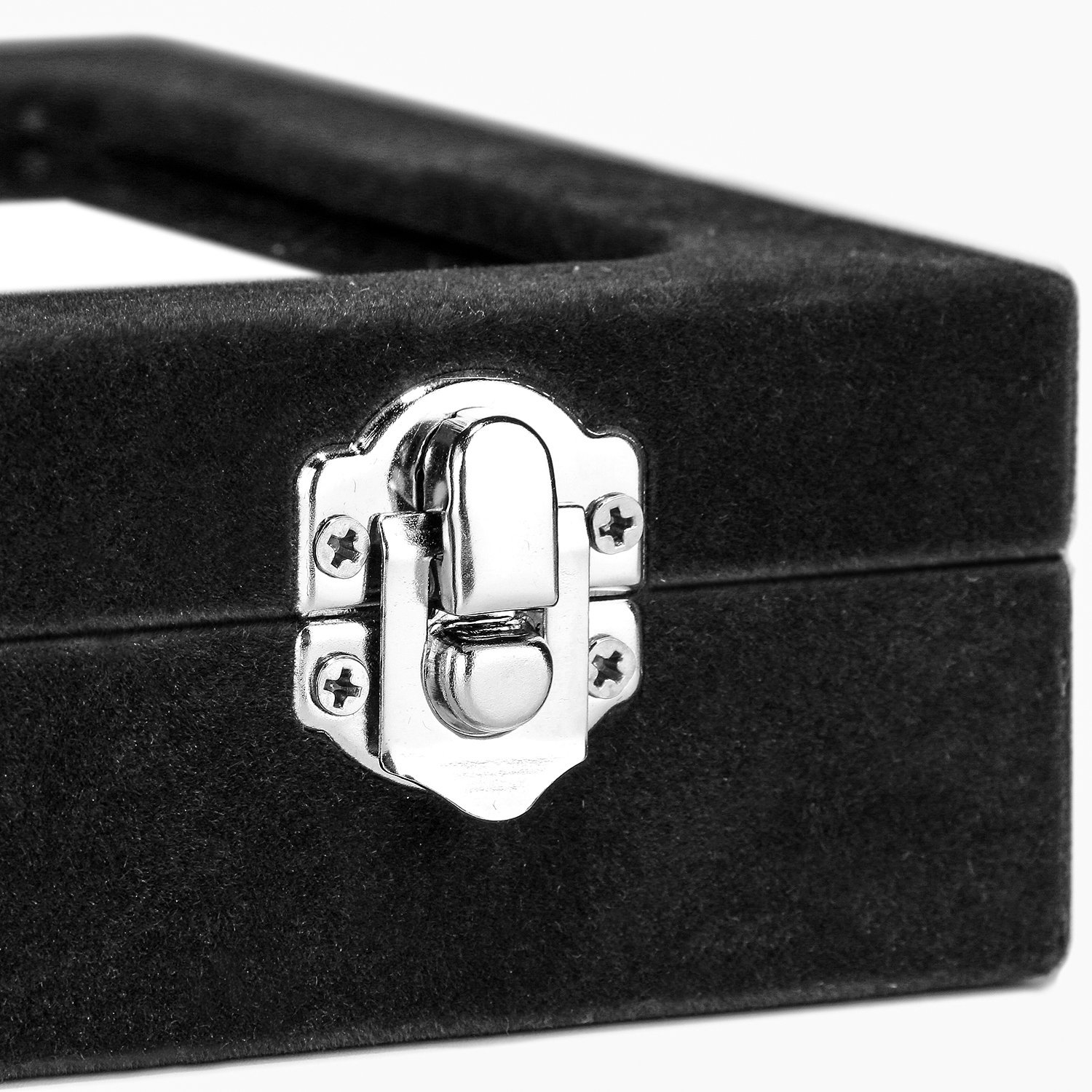 Basuwell Earring Storage 7 Slots Velvet Jewelry Tray for Drawers Glass Clear Lid Showcase Display Ring Organizer Earring Ring Trays Holder Cufflink Showcase-Black