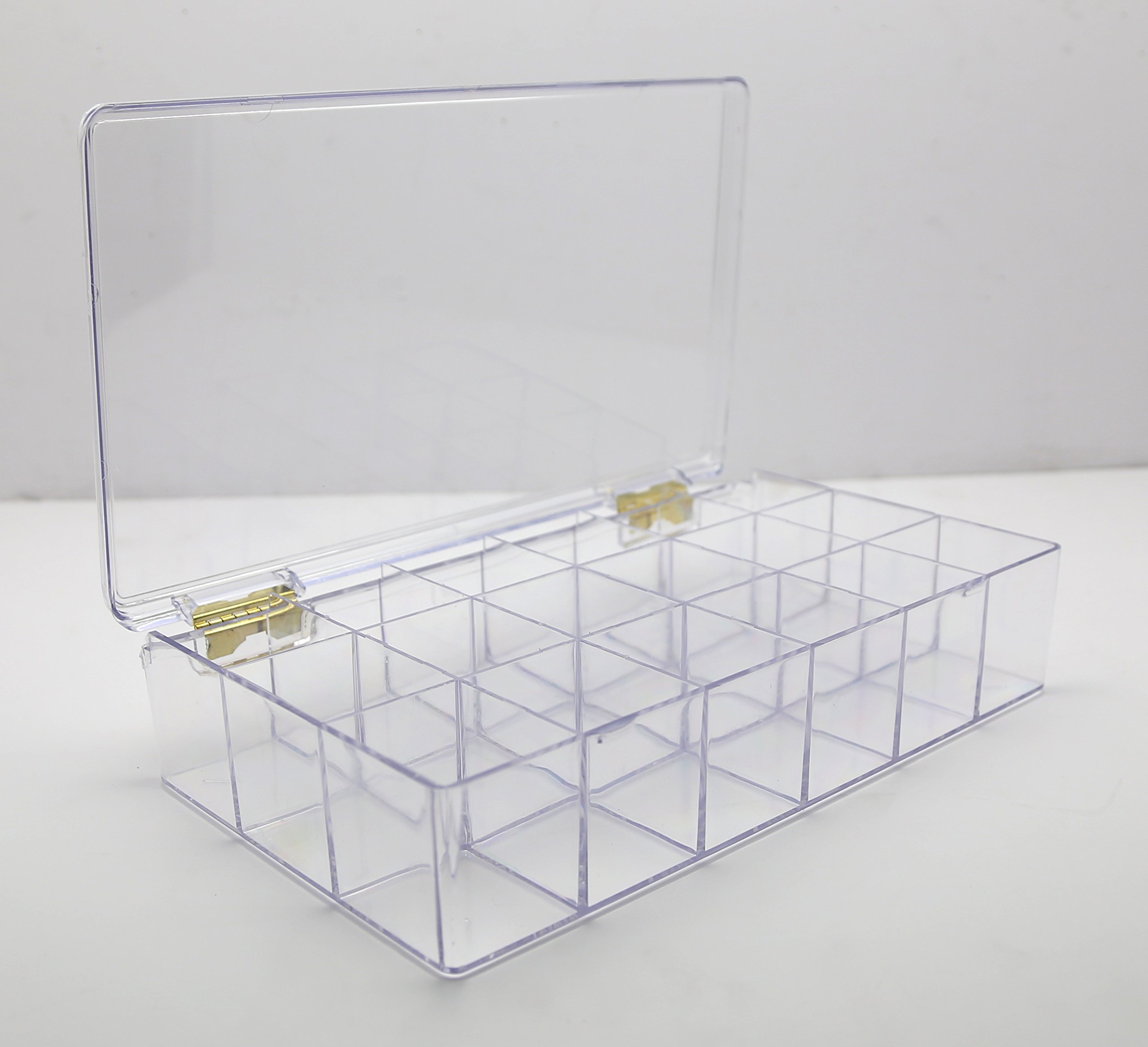 Clear 18 Compartment Storage Plastic Box 10 3/8" L x 6" W x 2" H - 1 Piece Per Pack