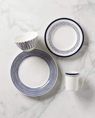 Kate Spade New York Charlotte Street East 4 Piece Place Setting,Blue