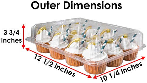 Katgely Cupcake Containers 12 Count (pack of 100), Clear Plastic Cupcake Boxes 12 Count, Deep Dome, Stackable, Disposable & BPA-Free