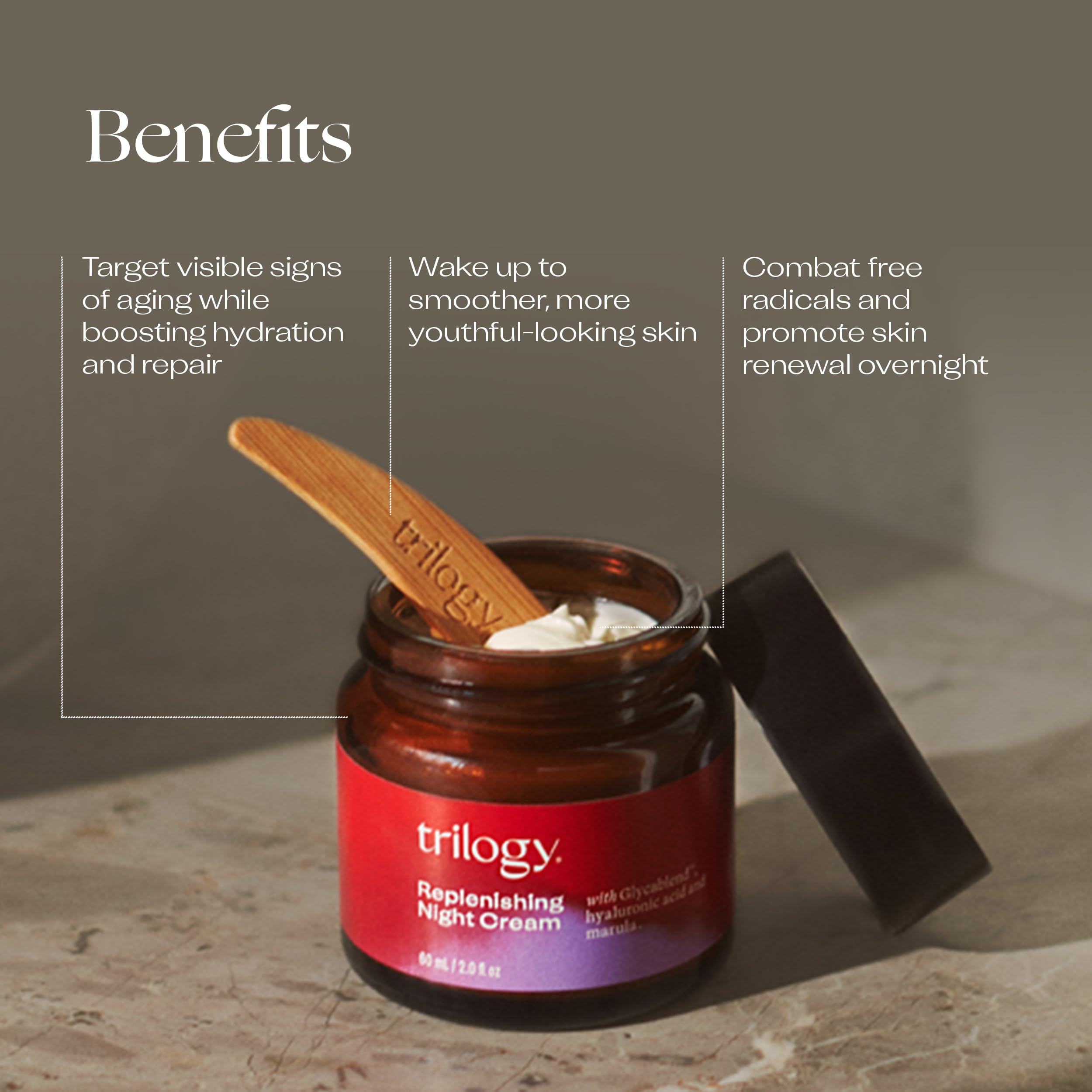 Trilogy Replenishing Night Cream, with Glycablend & Co-enzyme Q10, 2.0 fl oz