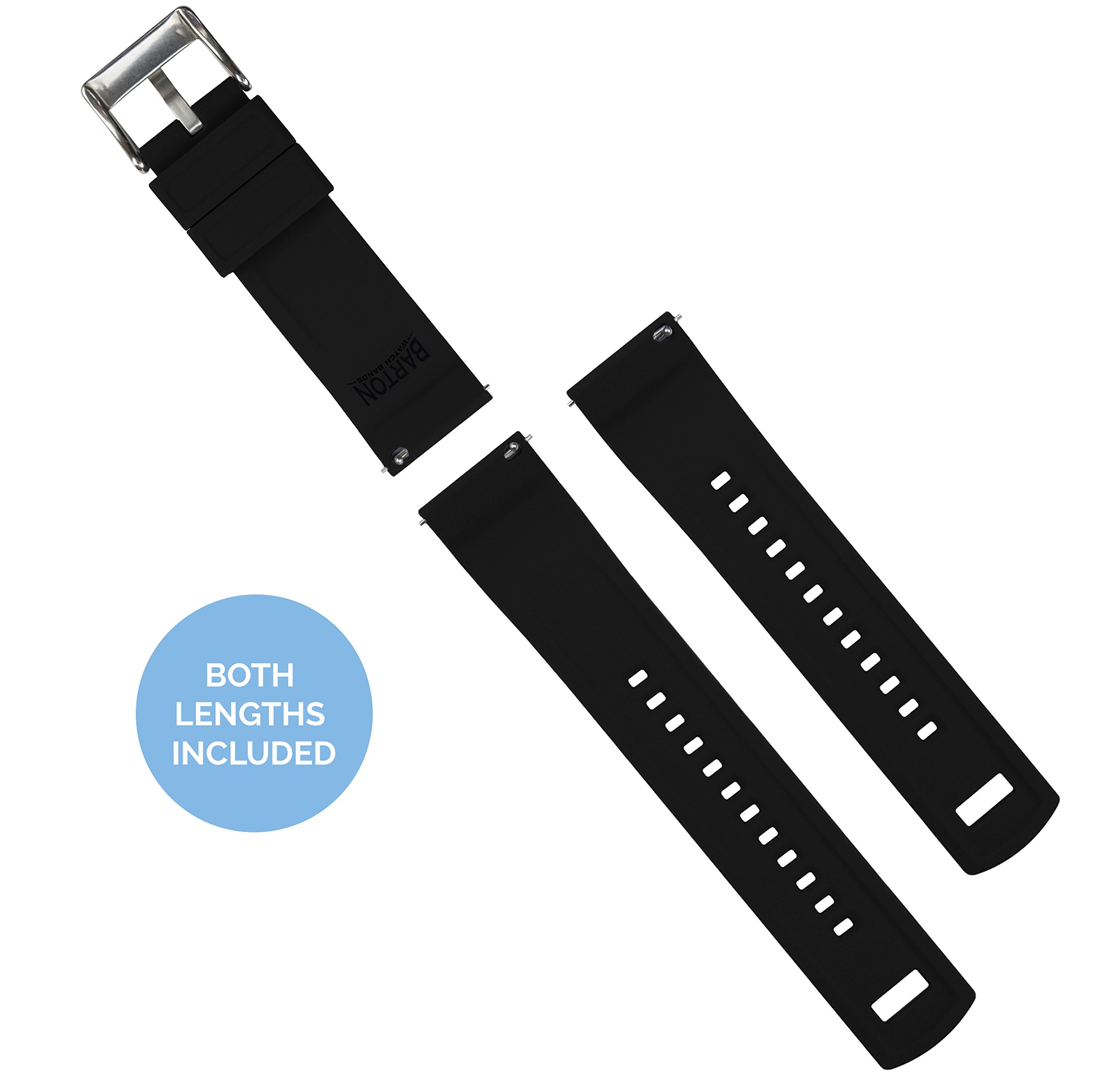 BARTON WATCH BANDS Quick Release Elite Silicone Watch Bands, Cool Grey Top/Black Bottom, 22mm