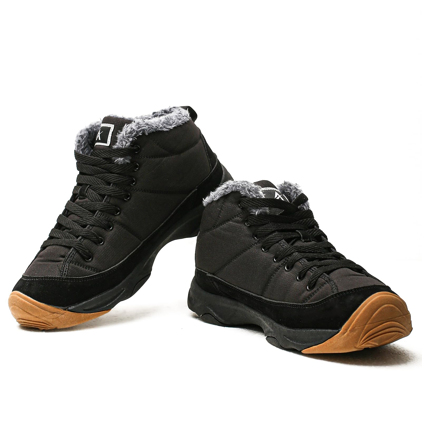 Azooken Men's Winter Backpacking Snow Boots Warm Water Resistant Trekking Shoes Non Slip Fur Lining Casual Comfortable Hiking Boot(6119-Elegant Black47)