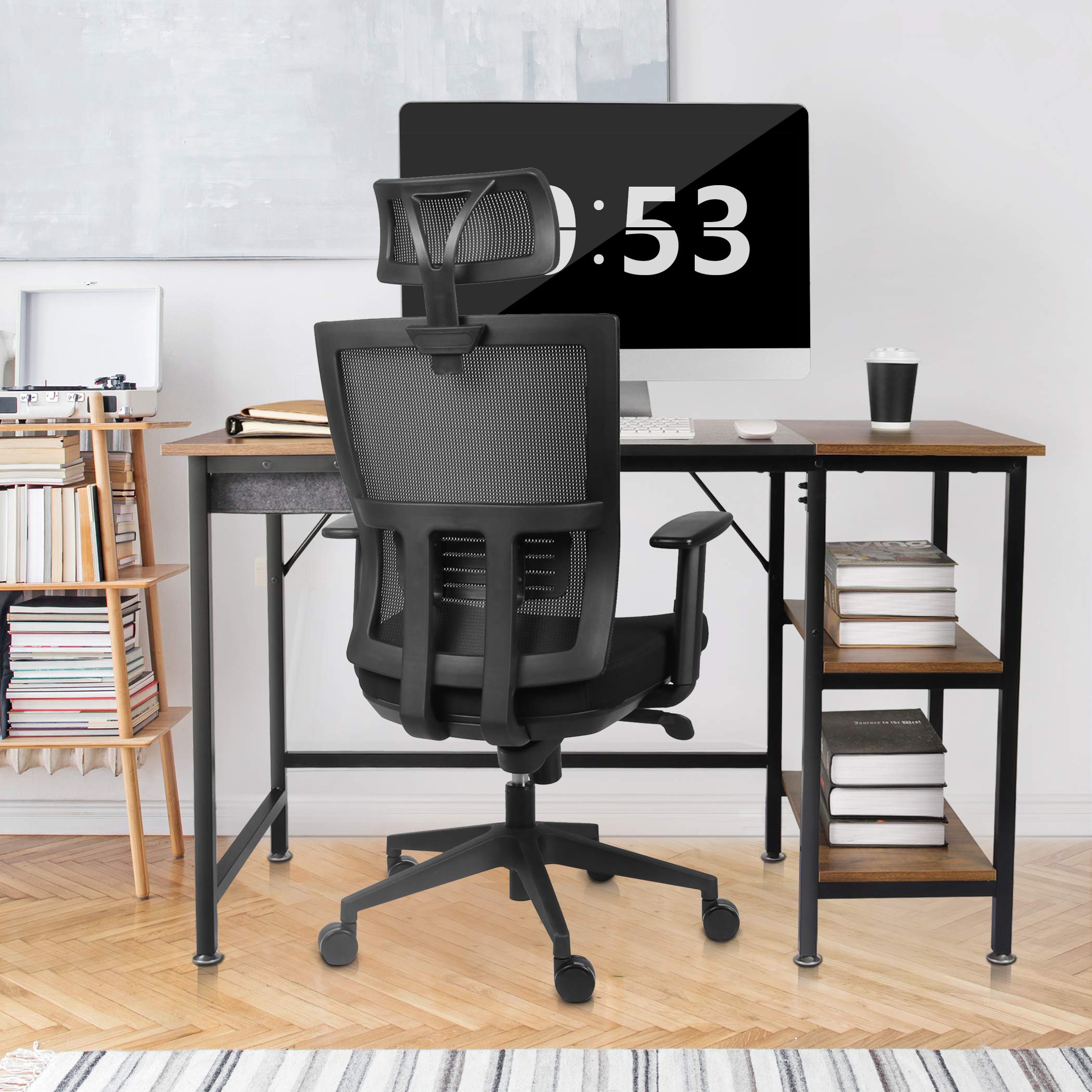 Becko US 47 Inch Computer Desk Small Computer Desk Home Office Desk with Storage Shelves Writing Study Desk Writing Workstation Desk (Industrial/Rustic Brown)