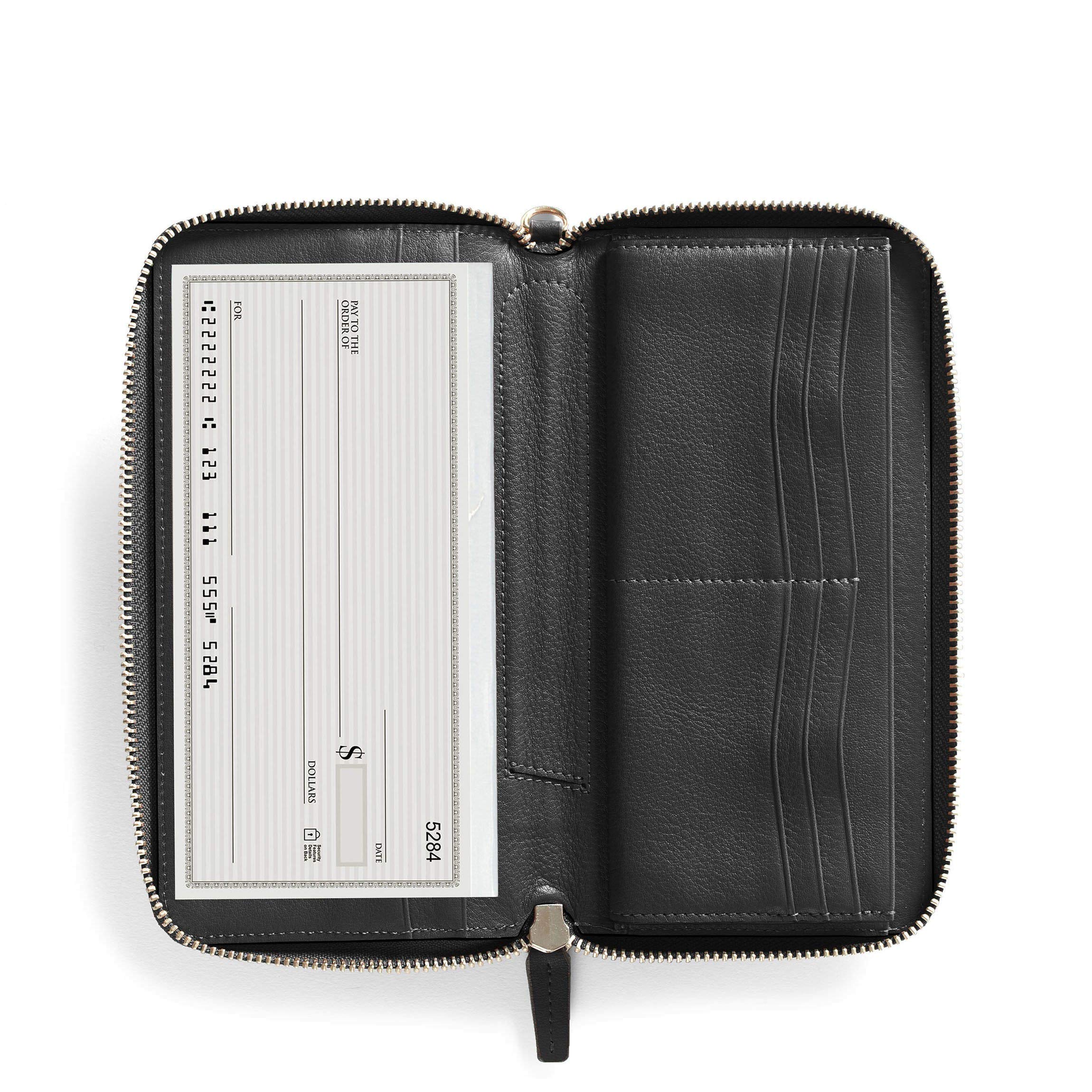 Leatherology Black Onyx Windsor Checkbook Wallet