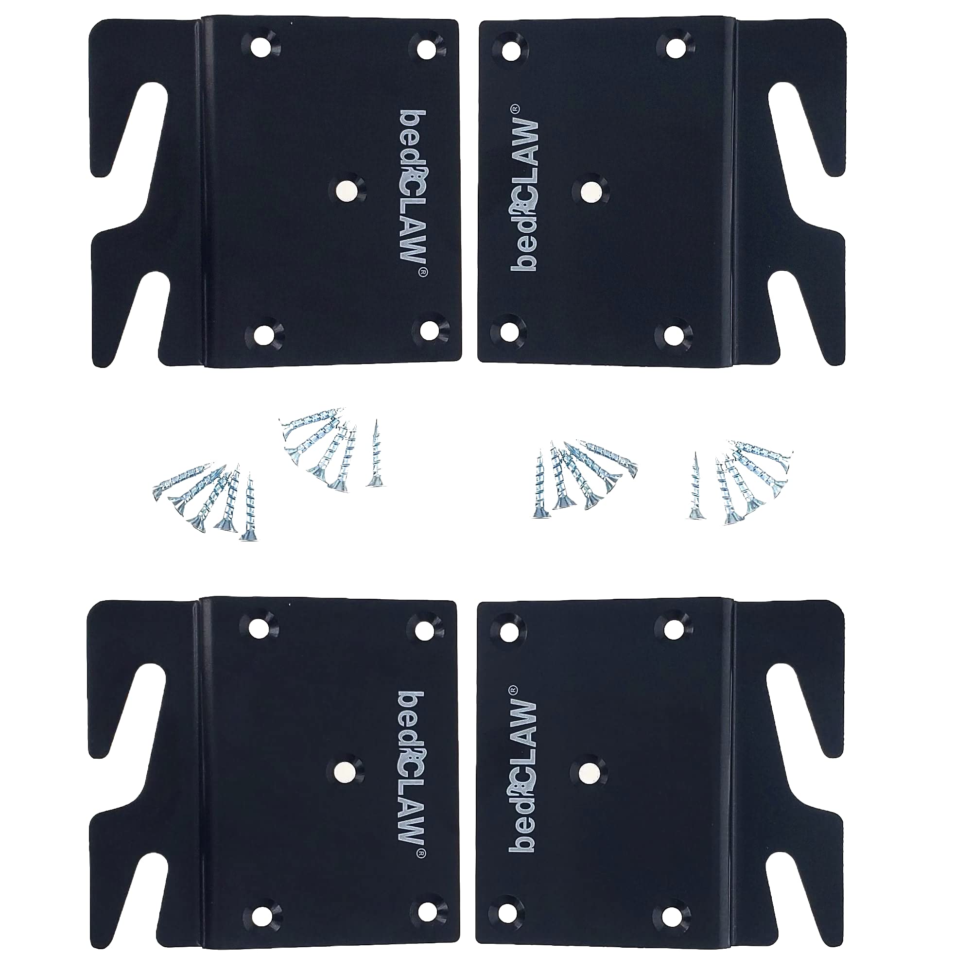 Bed Claw Retro-Hook Plates For Wooden Bed Rail Restoration, Set of 4 with Screws, Bed Frame