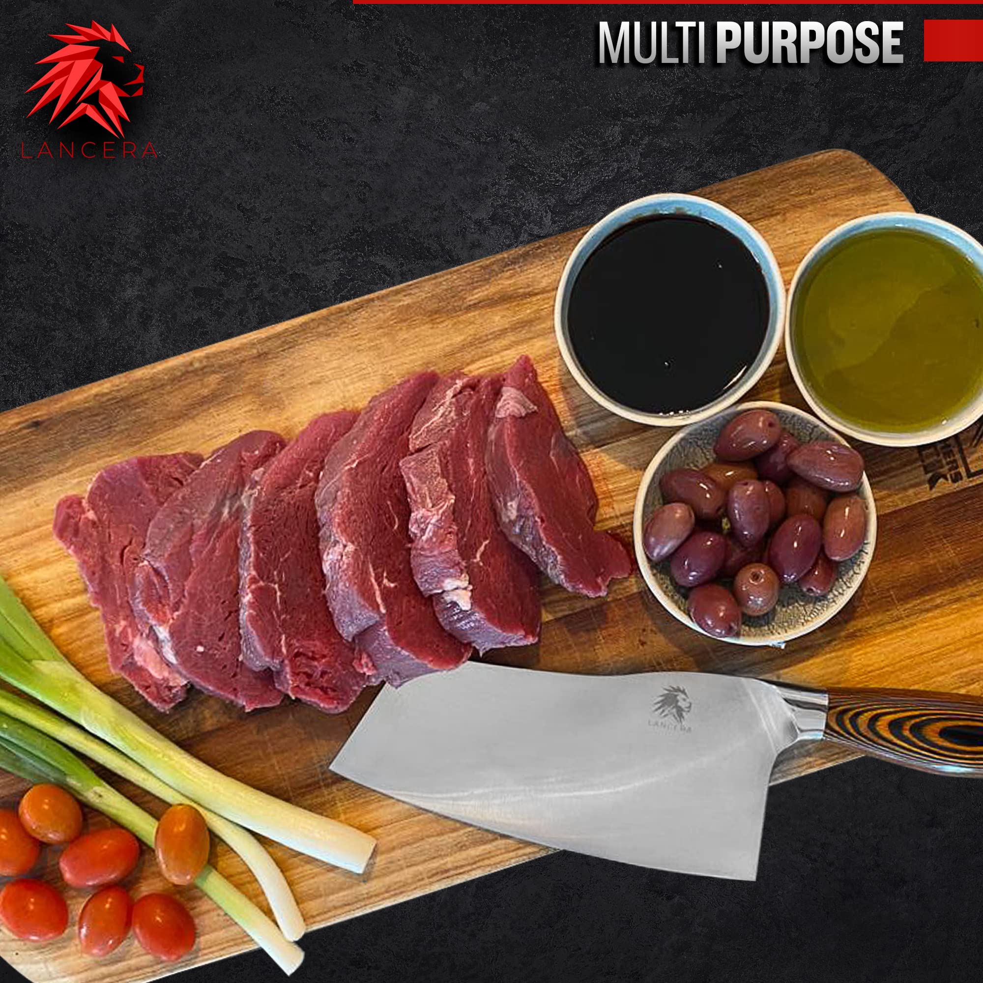 Cleaver Knife 7 Inch Stainless Steel - Professional Chef Knife With Pakka Wood Full Tang Handle, Heavy Duty Blade For Home Kitchen And Restaurant
