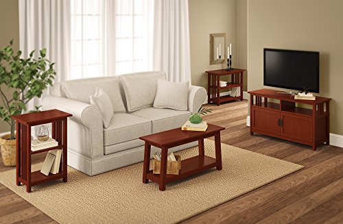 Mission Under Window Bookshelf with 2 Shelves, Cherry